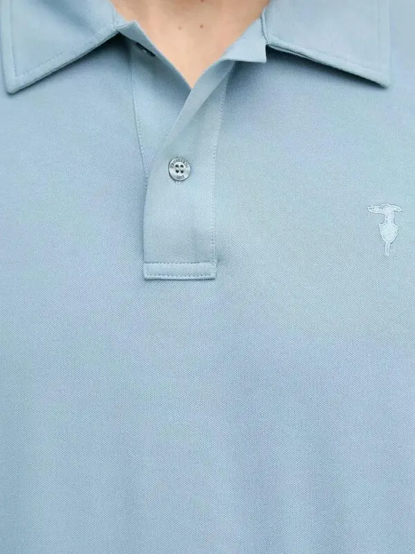 TRUSSARDI Logo-embroidered Short-sleeve Polo Shirt - Blue