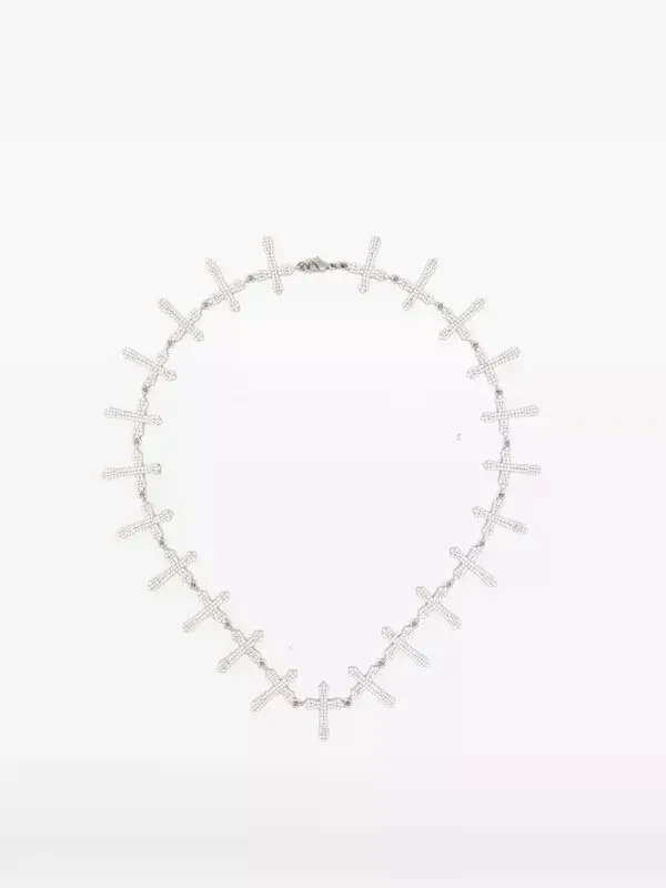 DARKAI Cross Tennis Crystal-embellished Necklace - Silver