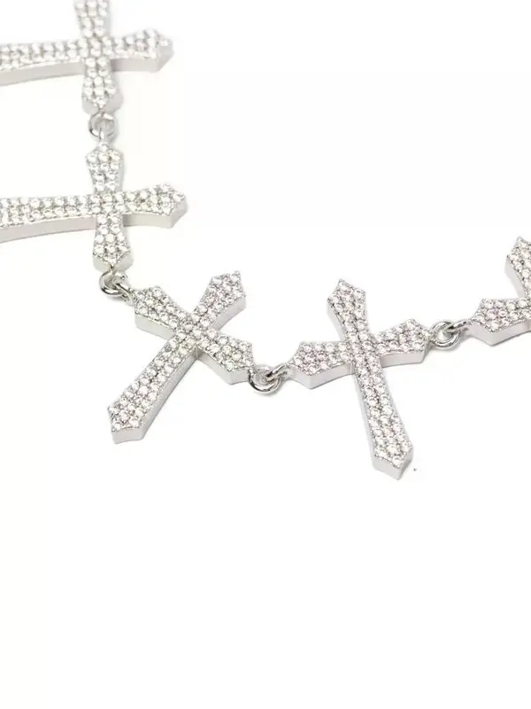 DARKAI Crystal-embellished Cross Tennis Necklace
