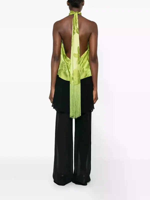 Retrofete Martana Fringed-tie Top - Green