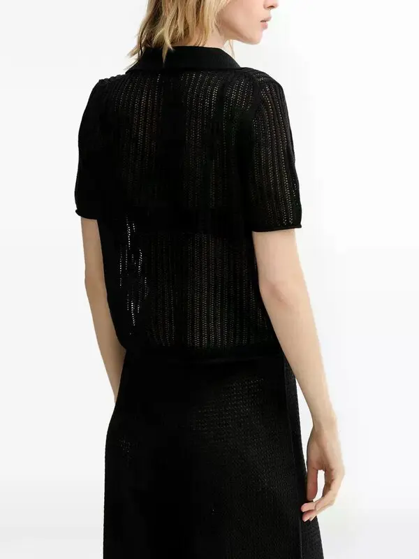 Marc O'polo Open-knit Polo Shirt - Black