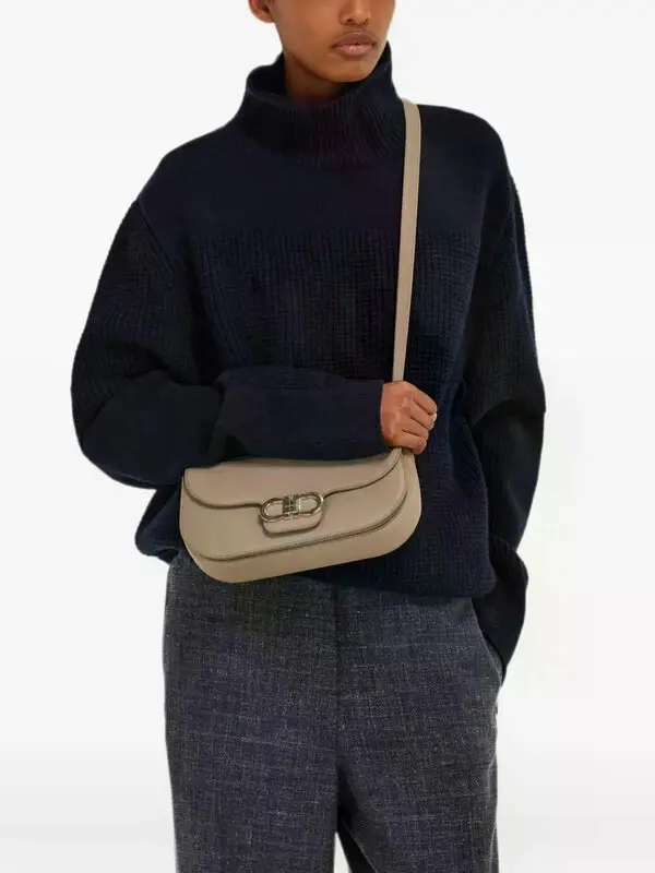 FERRAGAMO Double Gancini East-west Crossbody Bag - Neutrals