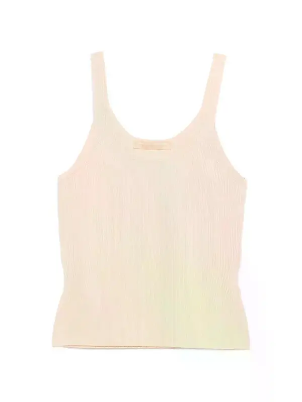 Ermanno Scervino Ribbed Knit Scoop Neck Sleeveless Top - Neutrals