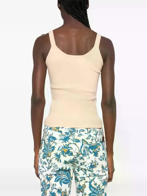 Ermanno Scervino Ribbed Knit Scoop Neck Sleeveless Top