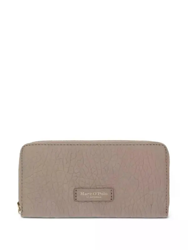 Marc O'polo Logo-patch Pebbled-effect Wallet - Neutrals
