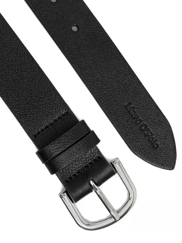 Marc O'polo Grainy Leather Belt With Silver-tone Buckle
