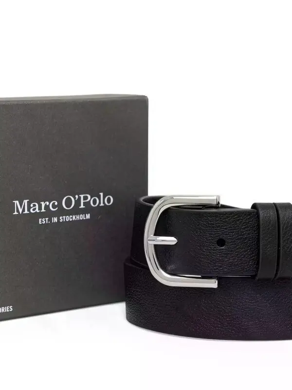 Marc O'polo Grainy Leather Belt With Silver-tone Buckle