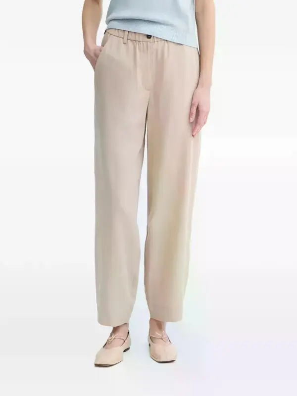 Marc O'polo Elasticated-waistband Logo-patch Trousers - Neutrals
