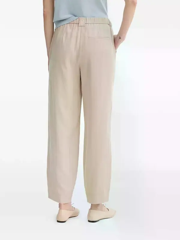 Marc O'polo Elasticated-waistband Logo-patch Trousers - Neutrals