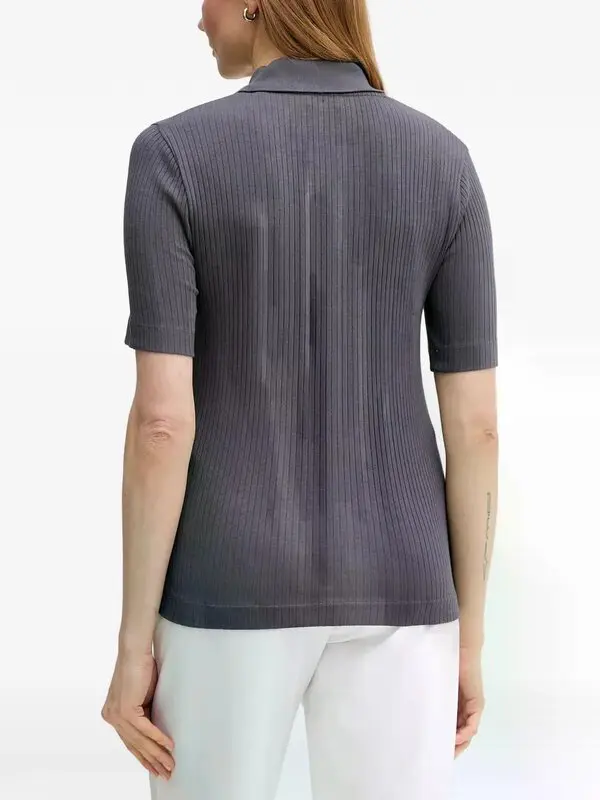 Marc O'polo Ribbed Knit Polo Shirt - Grey