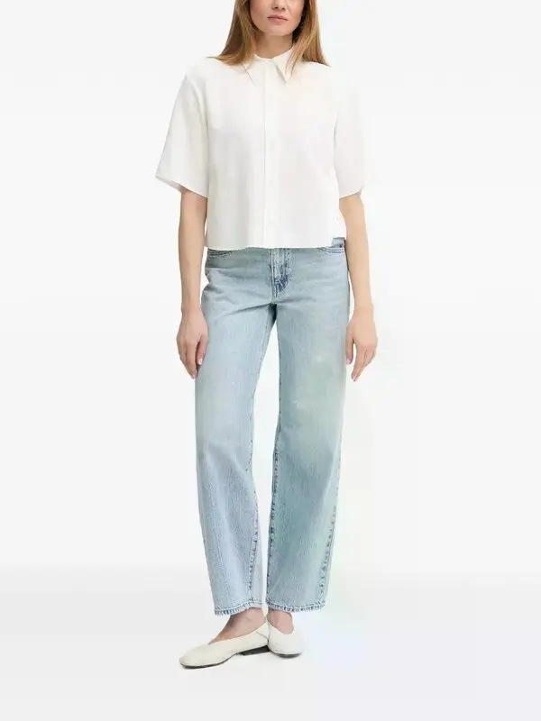 Marc O'polo Short-sleeve Shirt With Pointed Collar - White
