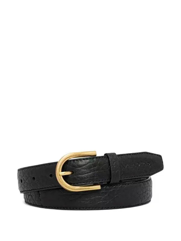Marc O'polo Grainy Leather Belt With Gold-tone Hardware - Black
