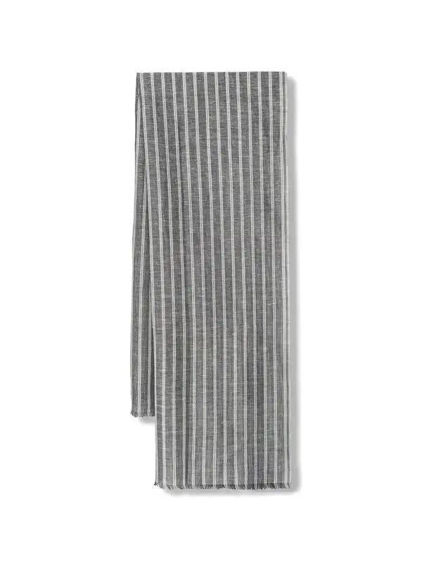 Marc O'polo Striped Frayed-edge Scarf - Grey