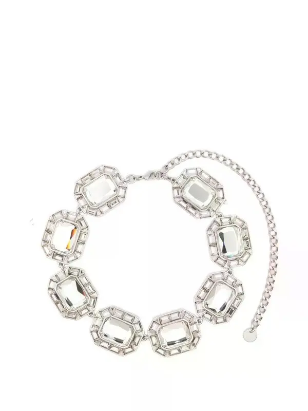 SELF-PORTRAIT Crystal Embellished Necklace - Silver