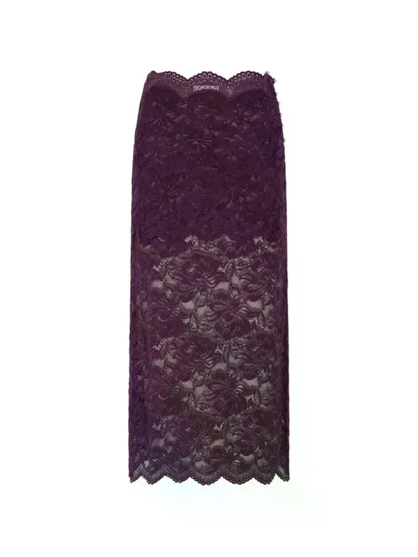 Rabanne Layered Lace Midi Skirt - Purple