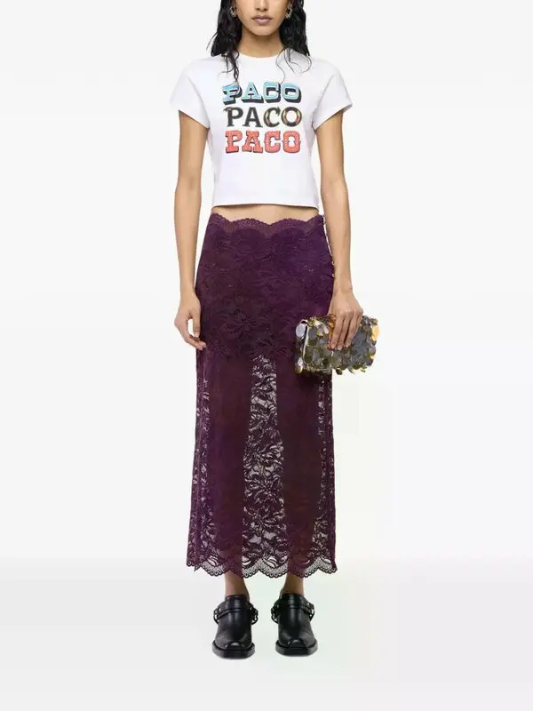 Rabanne Layered Lace Midi Skirt - Purple