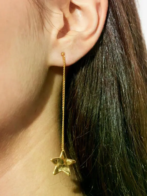 JIL SANDER Star Pendant Drop Earrings - Gold