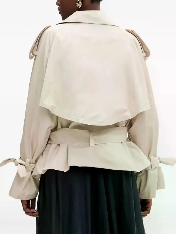 ISABELLE BLANCHE Cropped Trench Coat With Bow Detail Cuffs