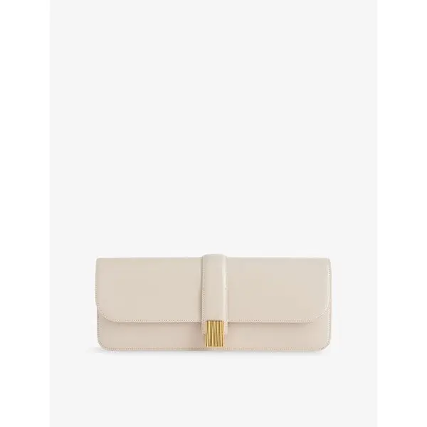 Khaite Blake Leather Clutch With Gold Tone Hardware - Burro