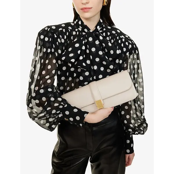 Khaite Blake Leather Clutch With Gold Tone Hardware - Burro