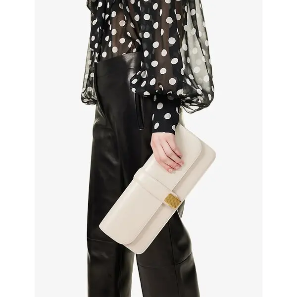 Khaite Blake Leather Clutch With Gold Tone Hardware - Burro