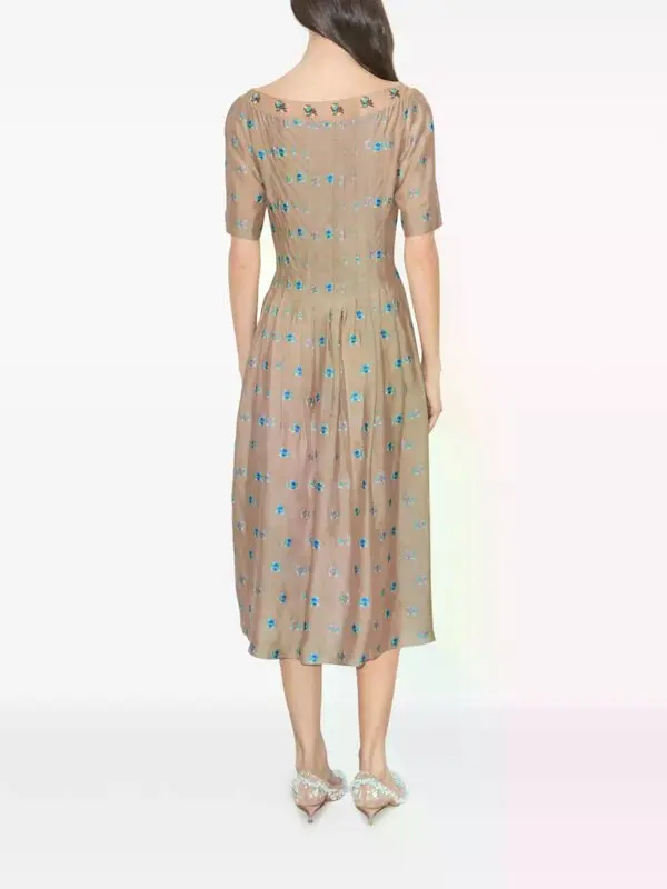 Tory Burch Embroidered Jacquard Midi Dress With Fil Coupé Roses