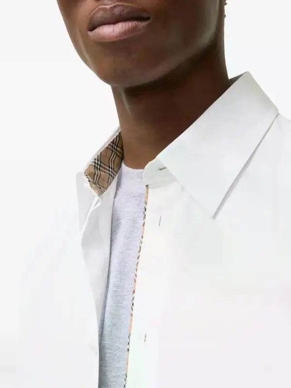 Burberry Classic-fit Check-piping Cotton Poplin Shirt