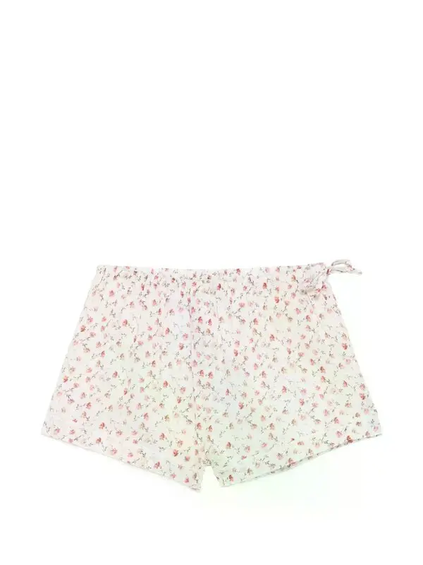 Posse Charlotte Floral-print Cotton Mini Shorts - Neutrals