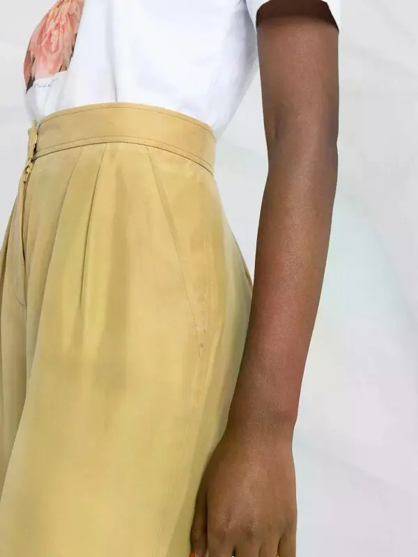 Alberta Ferretti Beige Silk Wide-leg Trousers
