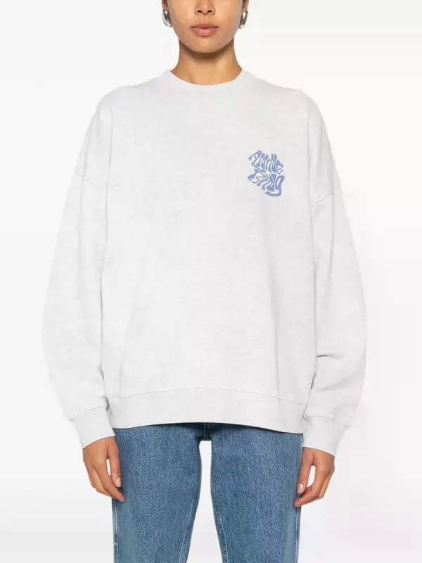 ANINE BING Miles Logo-print Cotton Sweatshirt - Grey