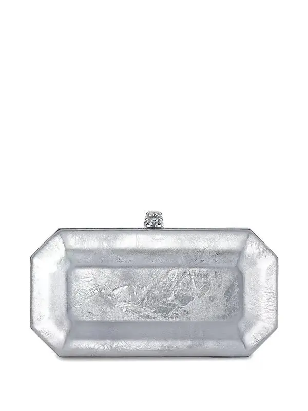 Tyler Ellis Perry Metallic Leather Clutch Bag - Silver
