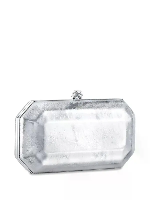 Tyler Ellis Perry Metallic Leather Clutch Bag - Silver