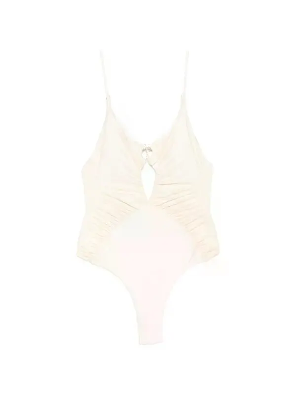 COTAZUR Ruched Cut-out Swimsuit - Neutrals