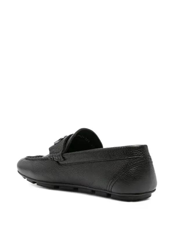 JOHN HARRISON Logo-plaque Pebbled-leather Loafers