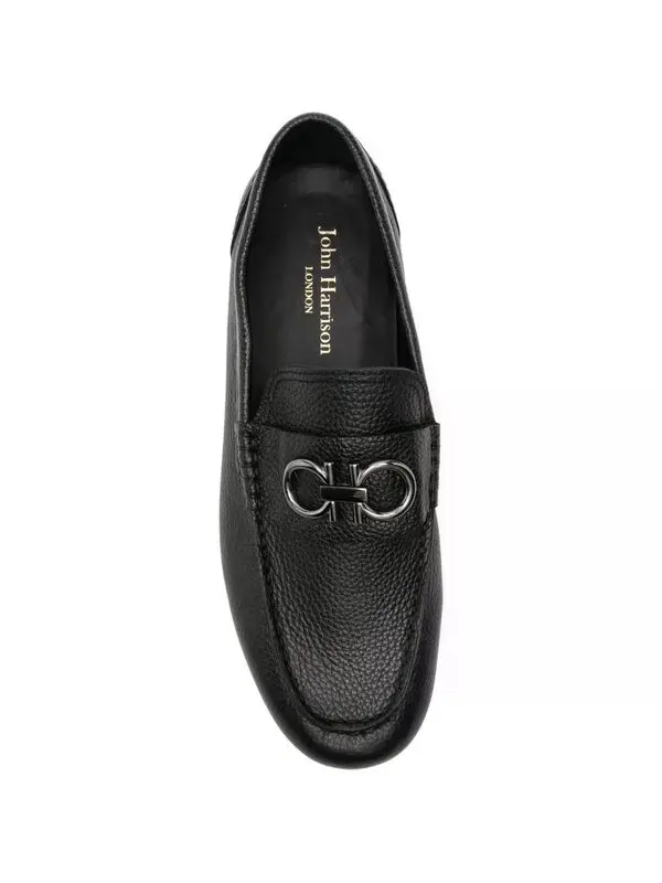 JOHN HARRISON Logo-plaque Pebbled-leather Loafers