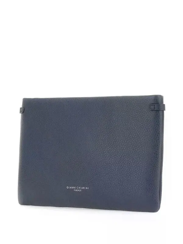 GIANNI CHIARINI Hermy Hammered Leather Clutch Bag - Blue