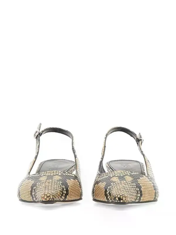 AeydĒ Catrina Snake-print Leather Slingback Pumps - Neutrals