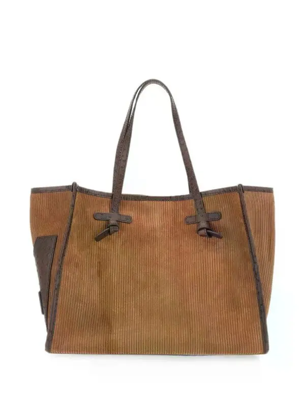 MARCELLA CLUB Marcella Ribbed Suede Shoulder Bag - Neutrals