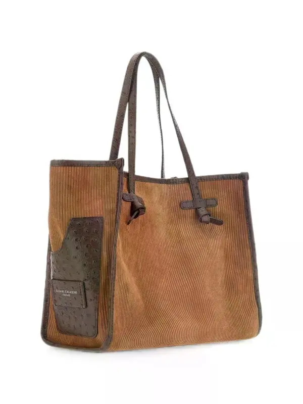 MARCELLA CLUB Marcella Ribbed Suede Shoulder Bag - Neutrals