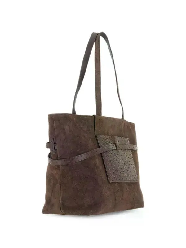 GIANNI CHIARINI Suede Shoulder Bag With Ostrich-effect Panels