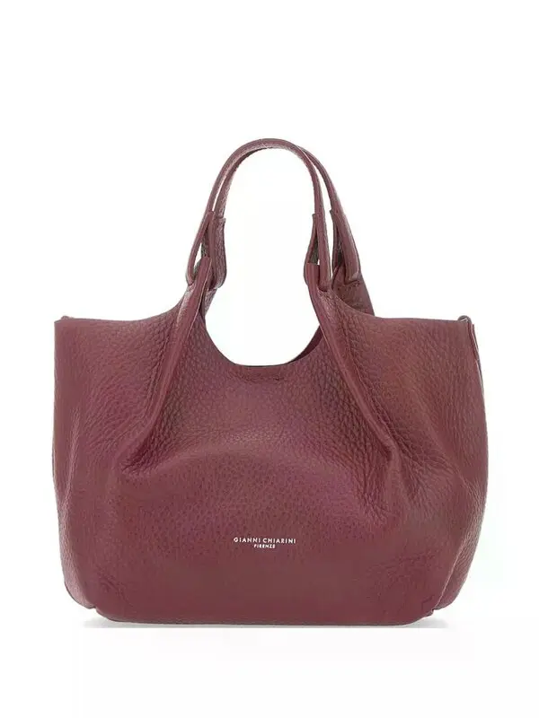 GIANNI CHIARINI Burgundy Pebbled Leather Tote Bag - Red