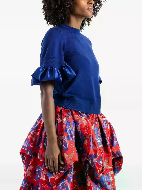 Noir Kei Ninomiya Wool Sweater With Satin Ruffles