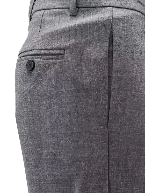 AMARANTO Double-pleat Tailored Trousers - Grey