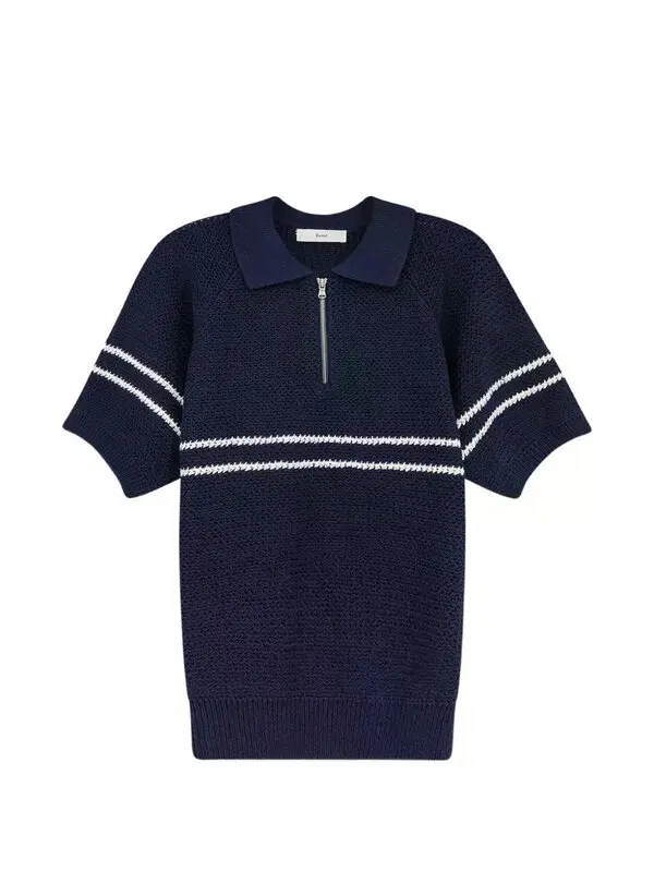 DUNST Half-zip Striped Knit Jumper