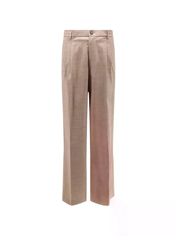 AMARANTO Double-pleat Welt-pocket Trousers - Brown