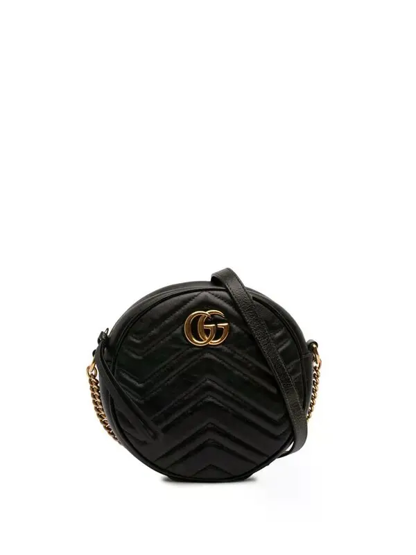 Gucci Matelasse Leather Round Crossbody Bag - Black