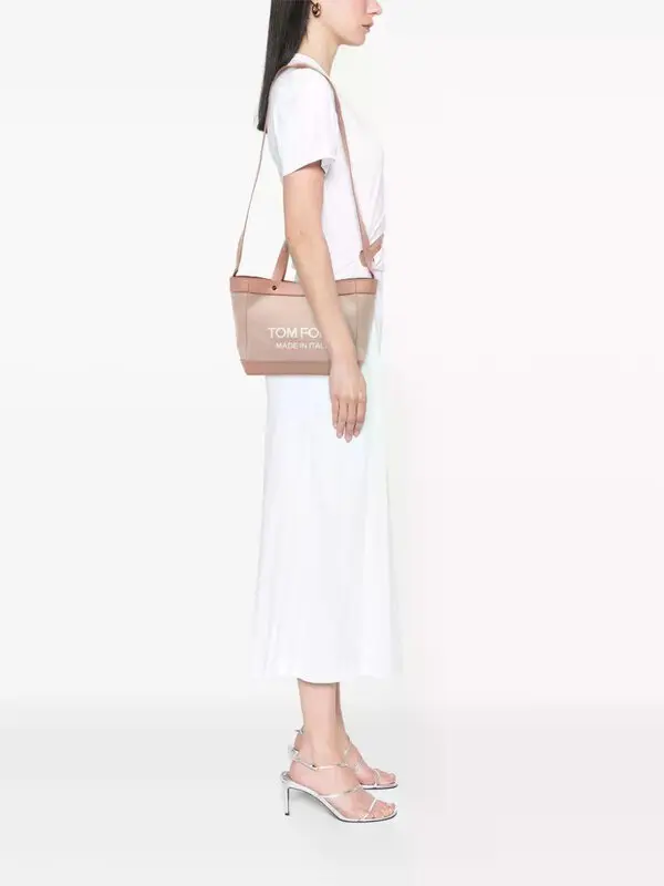 TOM FORD Canvas And Leather Tote Satchel - Brown