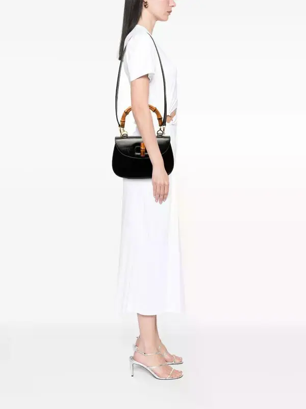 Gucci Calfskin Bamboo Night Satchel - Black