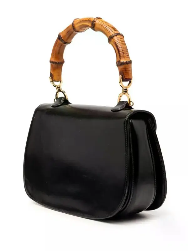 Gucci Calfskin Bamboo Night Satchel - Black