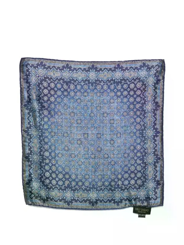 DELL'OGLIO Geometric Floral-print Scarf - Blue